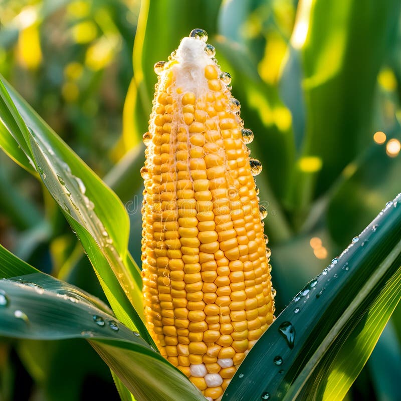 High Resolution Close Up of Golden Corn in Field Scenic Landscape Stock Illustration ...