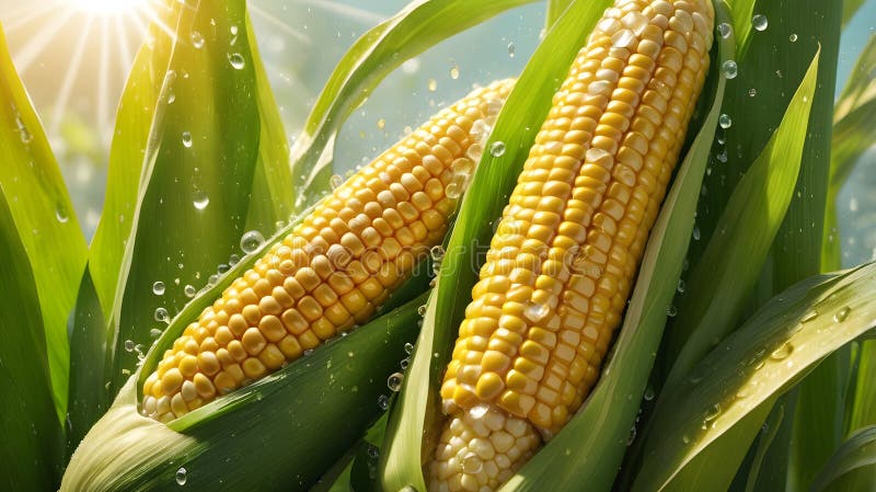 High Resolution Close Up of Golden Corn in Field Scenic Landscape Stock Illustration ...