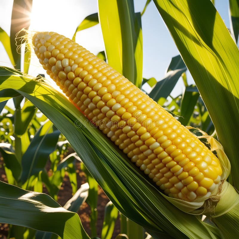 High Resolution Close Up of Golden Corn in Field Scenic Landscape Stock Illustration ...