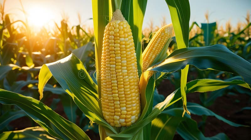 High Resolution Close Up of Golden Corn in Field Scenic Landscape Stock ...