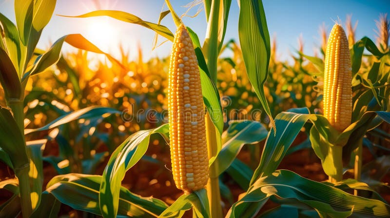 High Resolution Close Up of Golden Corn in Field Scenic Landscape Stock ...