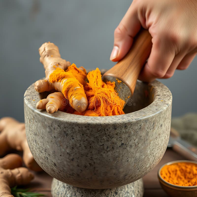 A High Resolution Close Up of a Hand Crushing Fresh Ginger Root and ...