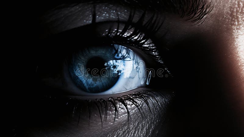 Close Up of Human Eye with Intense Blue Iris and Detailed Texture ...