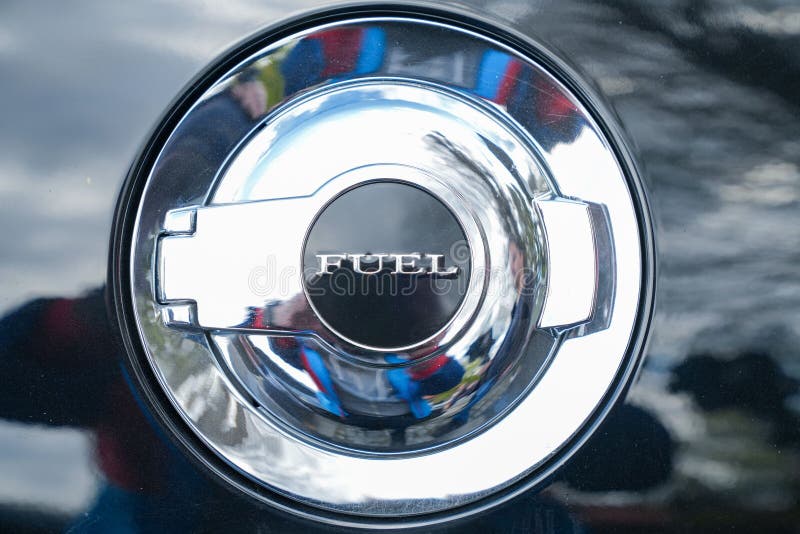 Close Up Image of a Car Logo on Display, Viewed from a Slight Angle ...