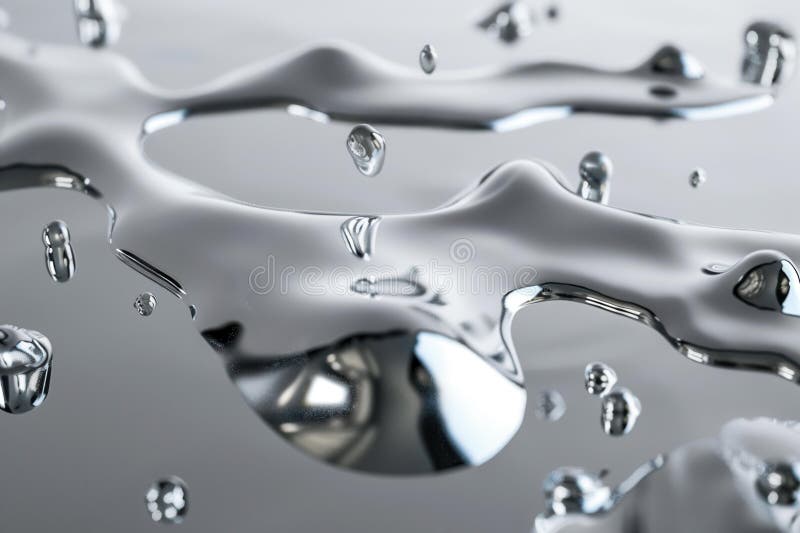 Close-Up of Liquid Metal Droplets on Reflective Surface for Industrial ...