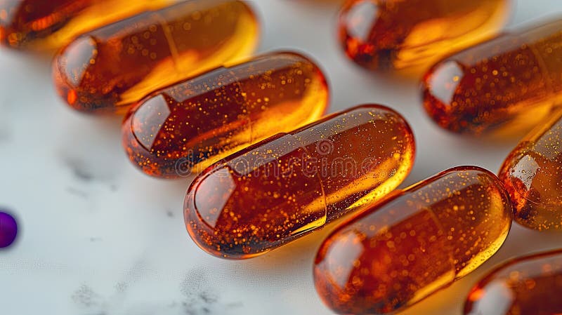 Close-up of Amber Capsules stock image. Image of close - 387447559