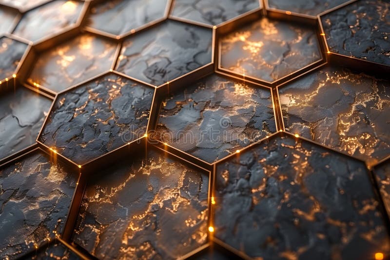 Luxurious Geometric Hexagonal Pattern with Glowing Edges for Modern ...