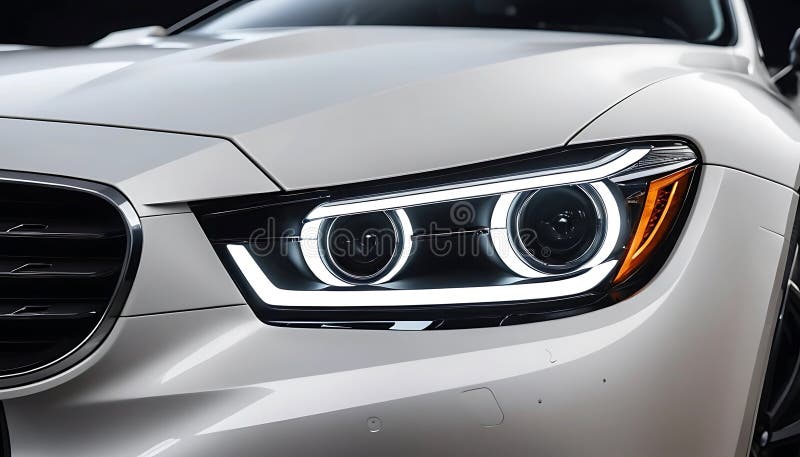 High-Resolution Close-Up of a Luxury Car Front Light Design Stock ...