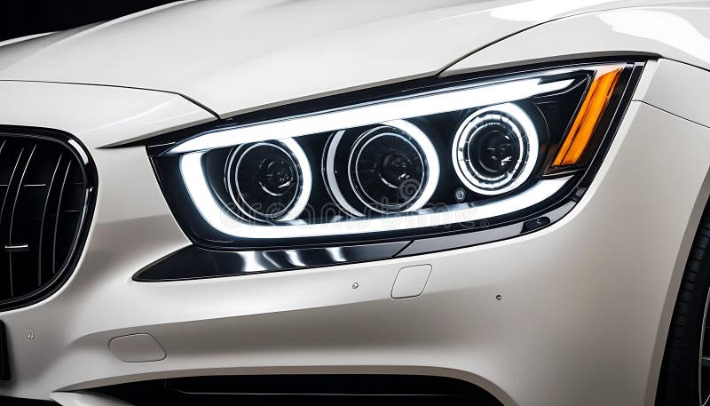 High-Resolution Close-Up of a Luxury Car Front Light Design Stock ...