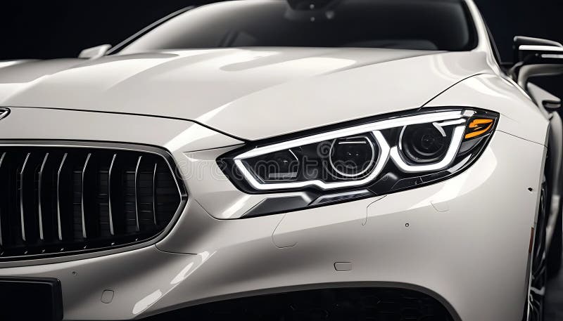 High-Resolution Close-Up of a Luxury Car Front Light Design Stock ...