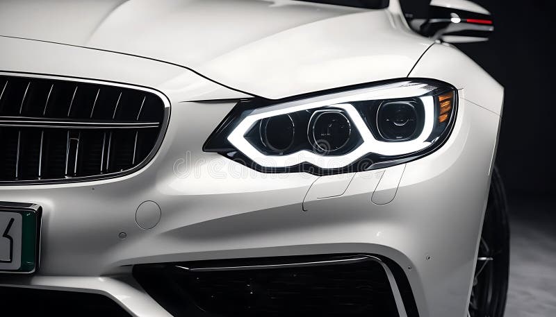 High-Resolution Close-Up of a Luxury Car Front Light Design Stock ...