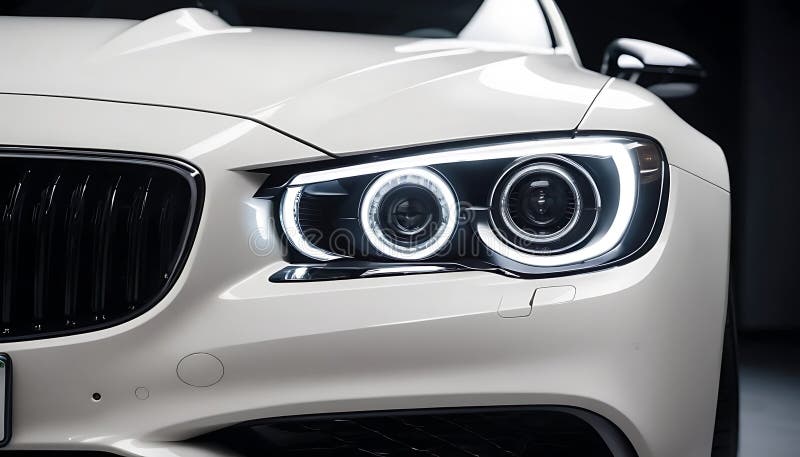 High-Resolution Close-Up of a Luxury Car Front Light Design Stock ...