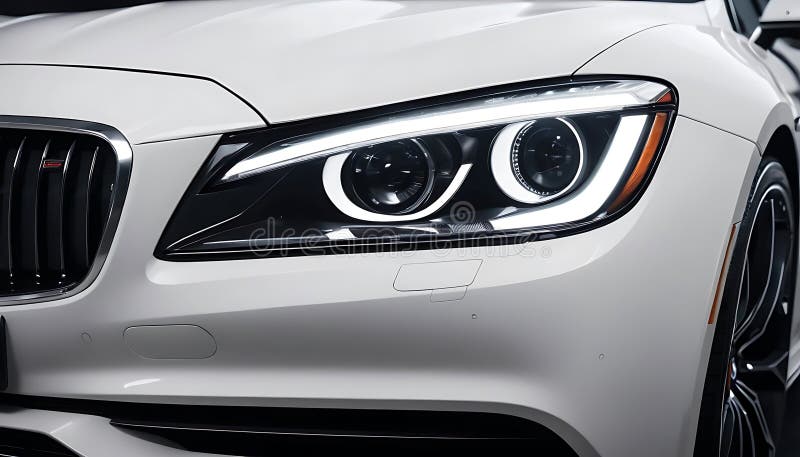 High-Resolution Close-Up of a Luxury Car Front Light Design Stock ...