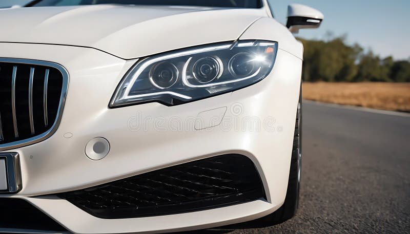 High-Resolution Close-Up of a Luxury Car Front Light Design Stock ...