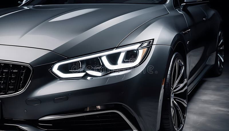 High-Resolution Close-Up of a Luxury Car Front Light Design Stock ...