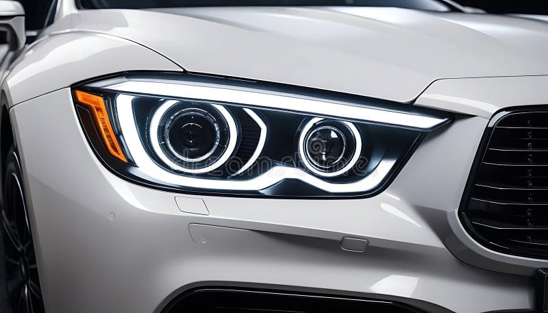High-Resolution Close-Up of a Luxury Car Front Light Design Stock ...