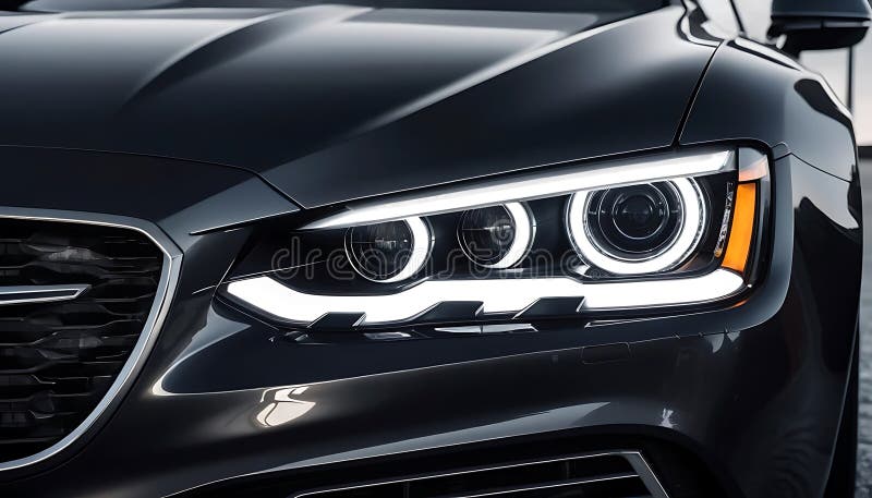 Premium Car Headlight and Front Light Showcasing Sleek Design Stock ...