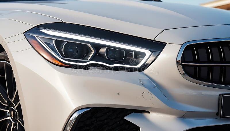 Modern Luxury Car Headlight and Front Light in Stunning Detail Stock ...