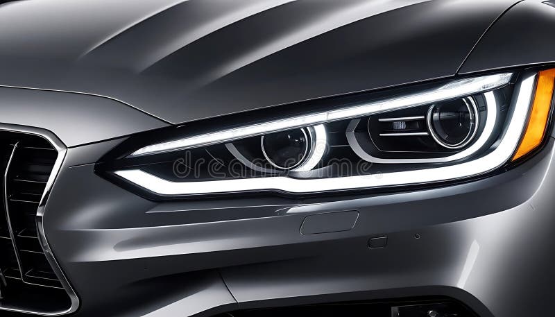 Close-Up of a Luxury Car Sleek Headlight and Front Light Stock ...