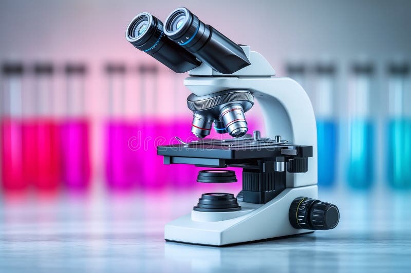 High-Resolution Close-Up of a Modern Microscope in a Laboratory Setting ...