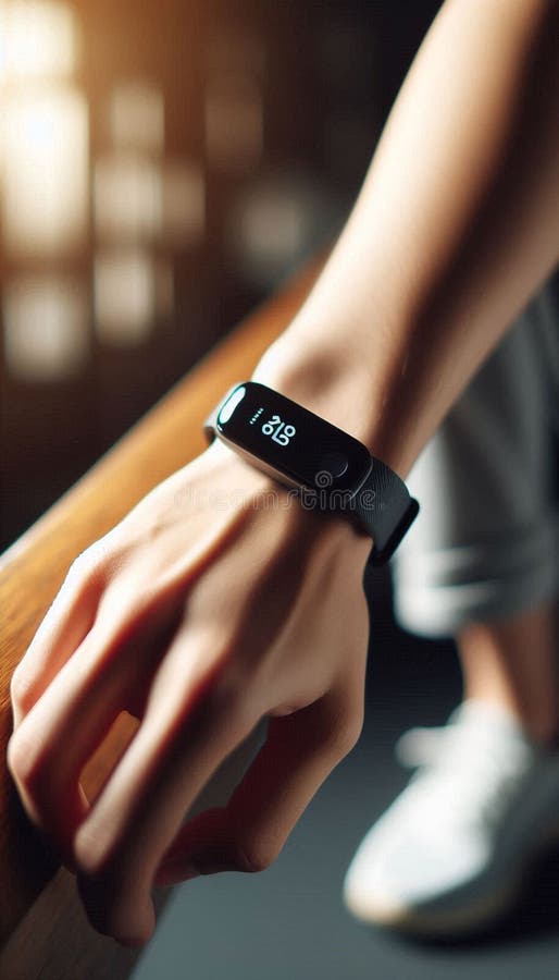 Sleek Fitness Tracker on Wrist during an Intense Workout, Showing Real ...