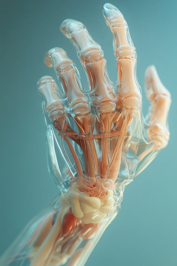 A High-resolution Close-up of a Translucent 3D Model of the Human Wrist ...