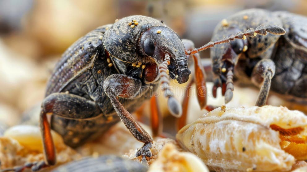 High-Resolution Close-Up of Weevils on Grains Stock Photo - Image of ...