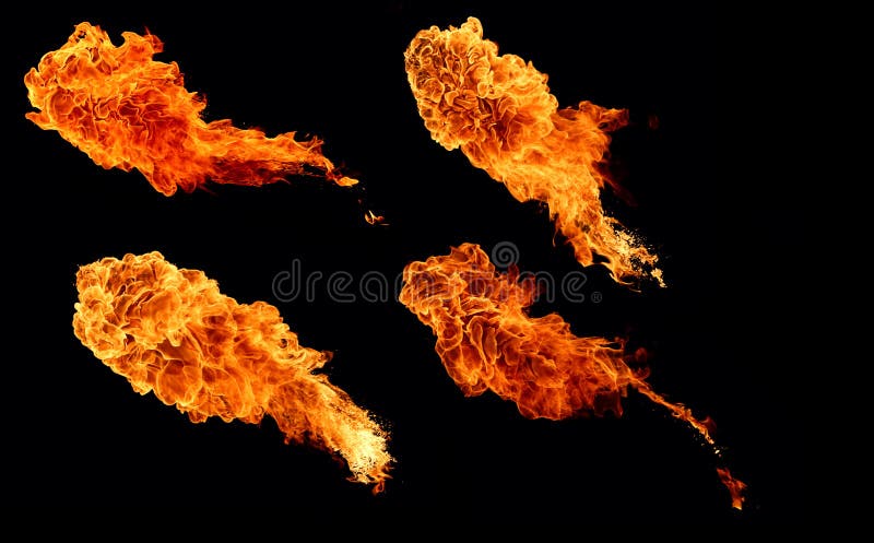 High Resolution Collection of Flame, Four Large Flames Isolated Stock ...