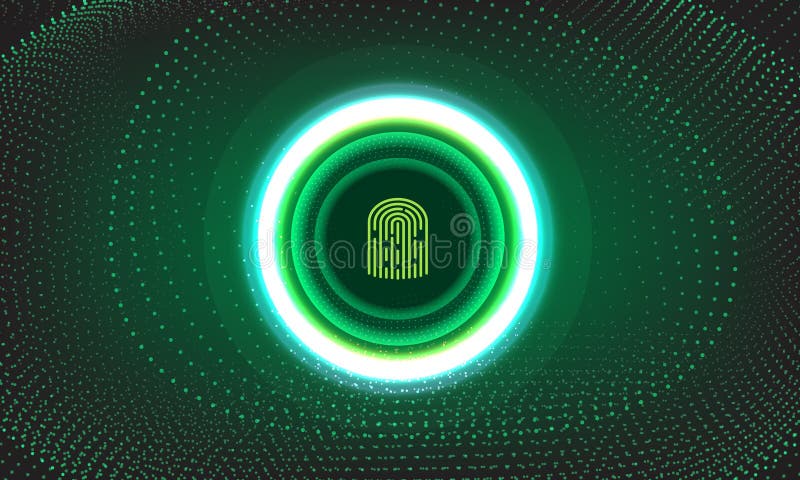 Futuristic Fingerprint Scanner Interface with Neon Glow Stock ...