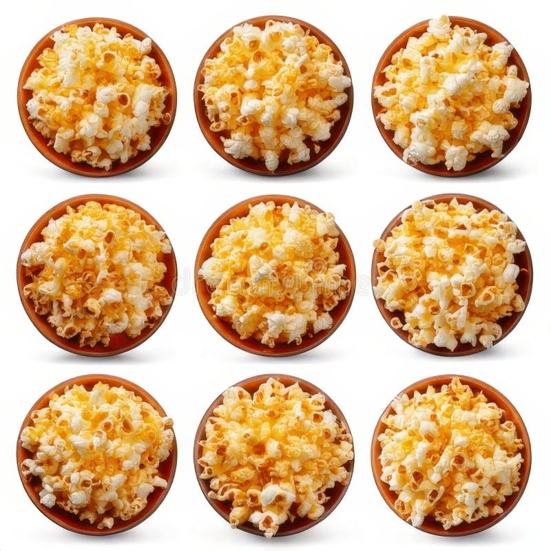 High-resolution Collection of Popcorn Pieces Isolated on White ...