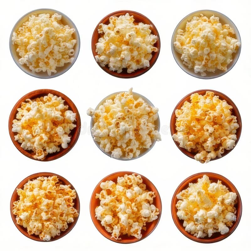 High-resolution Collection of Popcorn Pieces Isolated on White ...