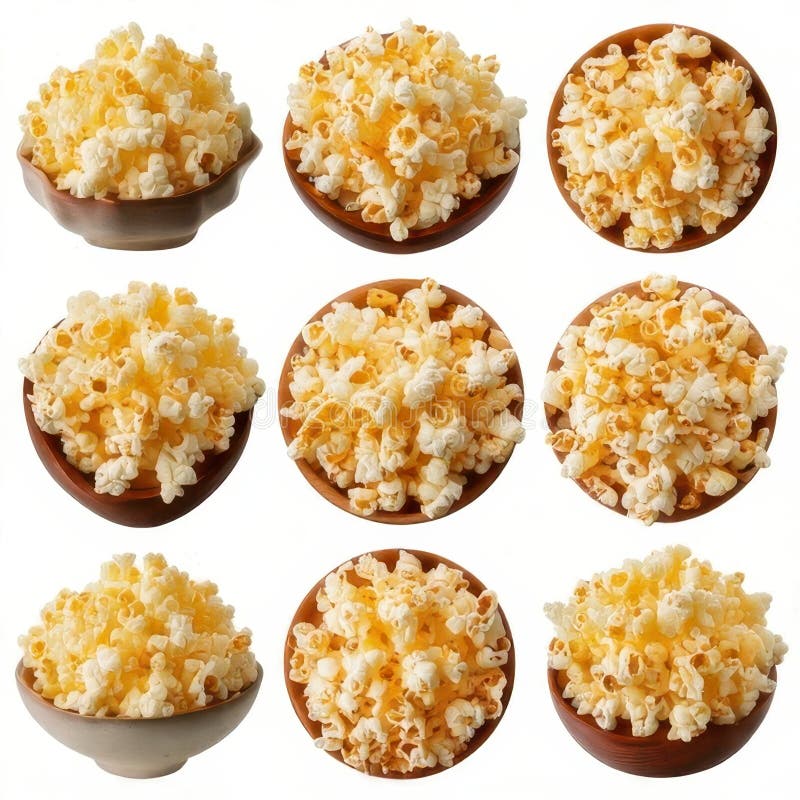 High-resolution Collection of Popcorn Pieces Isolated on White ...