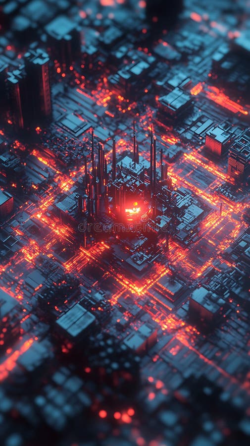 Futuristic 3D Geometric Shapes Against a High-Tech Grid Background ...