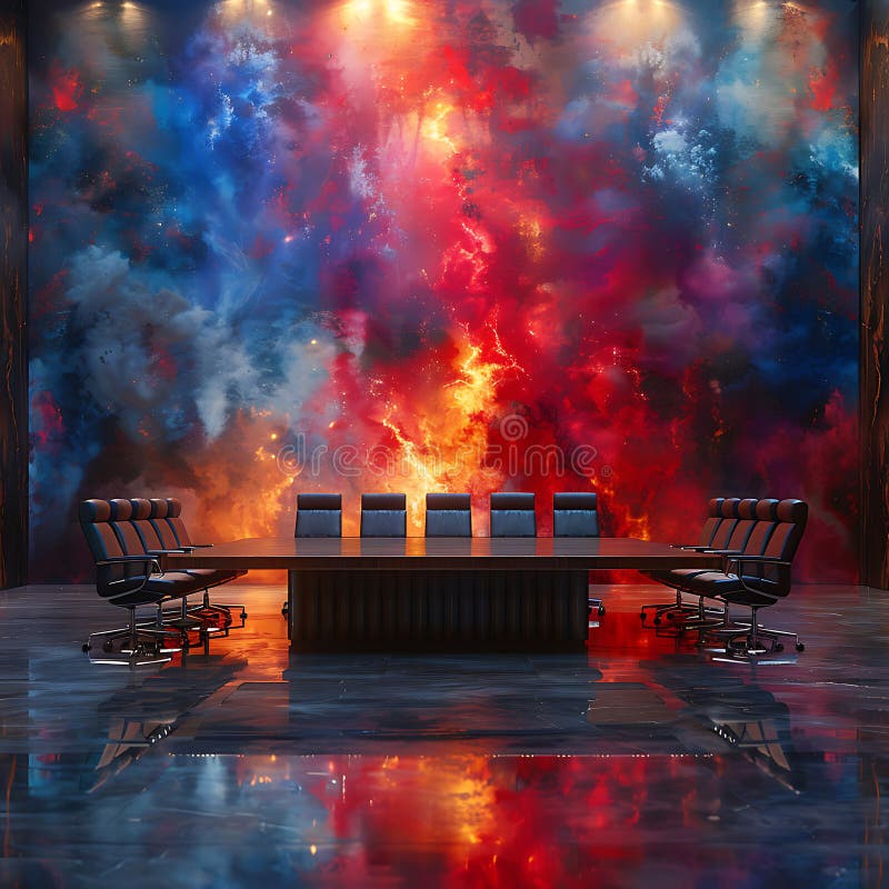 Melting Earth Globe in Business Conference Room Stock Illustration ...