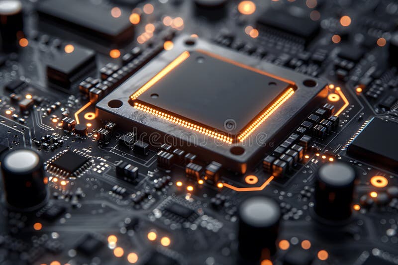 High-Resolution CPU Processor on Technology Circuit Board Close-Up ...