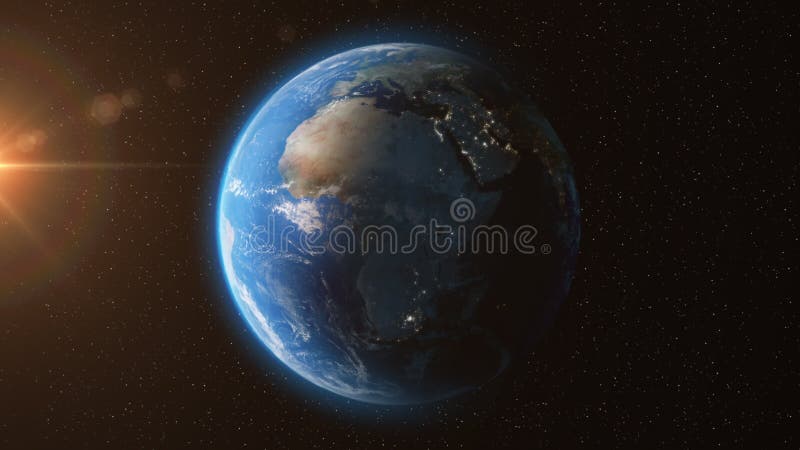 Earth from Space Sun Light Stars - 3D Animation 4K Stock Video - Video ...