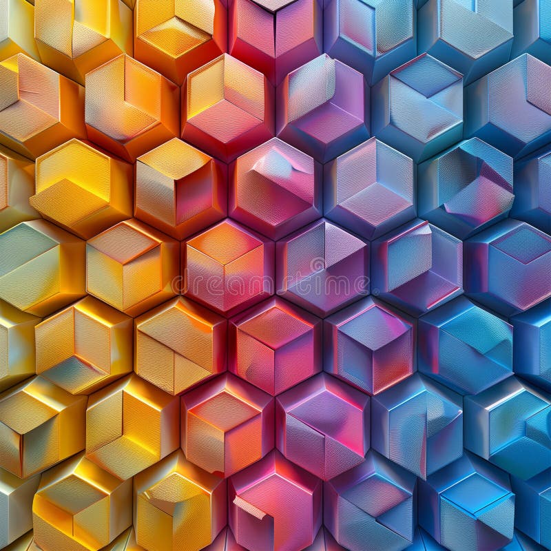 Sharp 3D Cubes Geometric Pattern High-Resolution Vibrant Design Stock ...