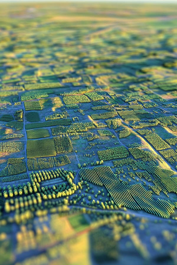 High-resolution 3D GIS Map of a Farmland Area Showing Elevation Crop ...