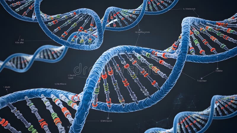 Detailed 3d Illustration of Dna Helix with Genetic Structure ...
