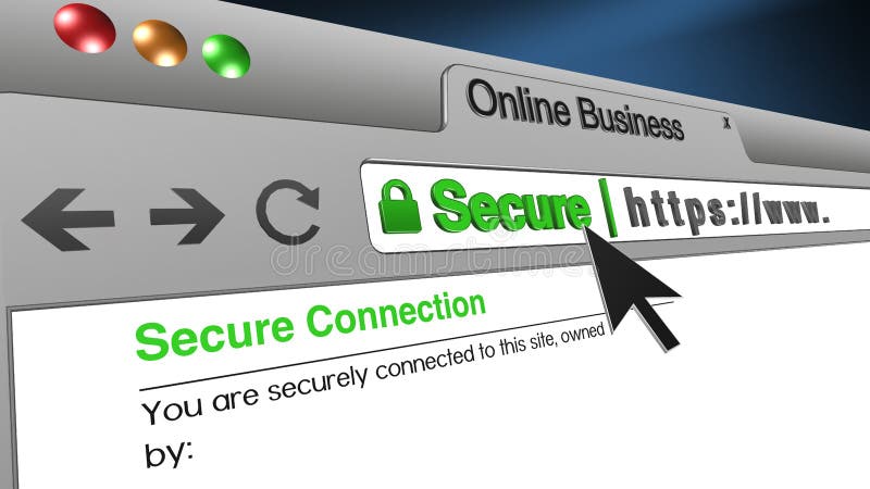 3D Illustration Online Business SSL Secure Browser Stock Illustration ...