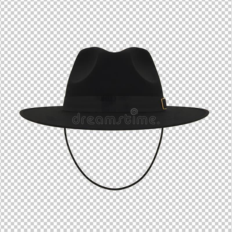 High-Resolution 3D Model of a Black Fedora Hat with Transparent ...