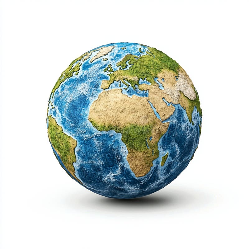 Detailed 3D Earth Globe Model Green Blue Planet World Map Texture Land ...