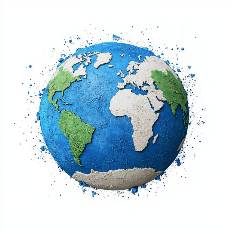 Stunning 3D Earth Globe Model Blue Green Planet Texture World Map ...