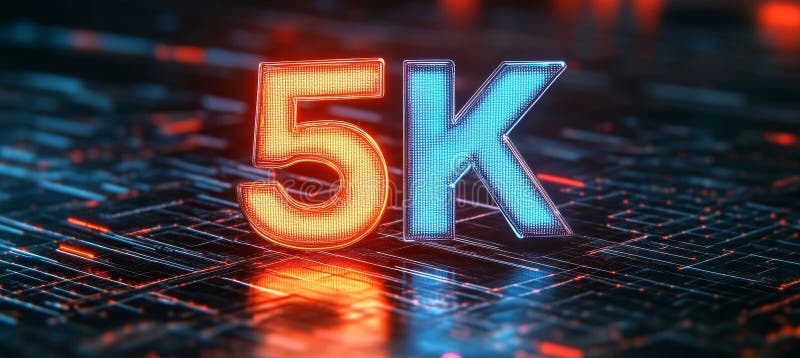 High-Resolution 3D Number 5K Glowing Numbers Futuristic Style ...