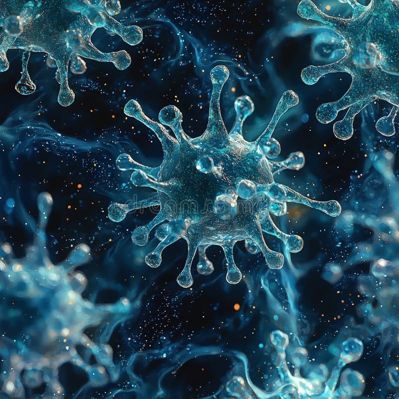 High-resolution 3D Render of Abstract Virus Particles in Space Stock ...