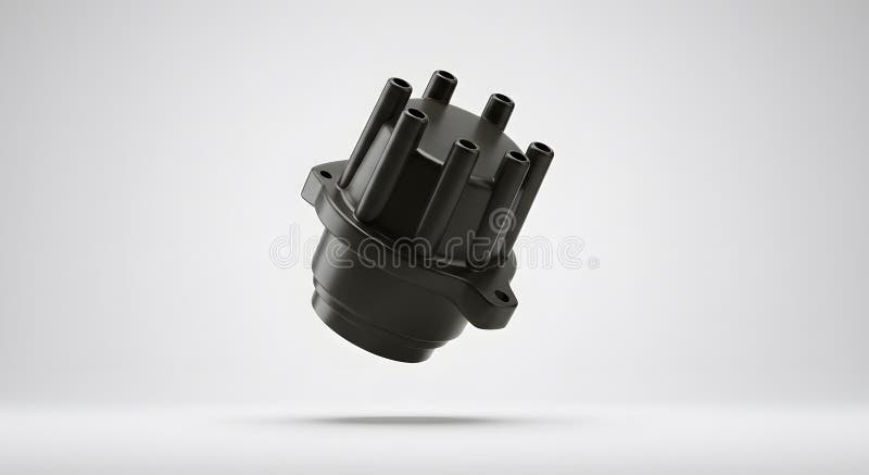 High-Resolution 3D Render of a Black Automotive Distributor Cap for ...