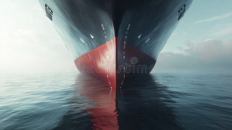 High Resolution 3D Render of Container Ships Bow Cutting Water Stock ...