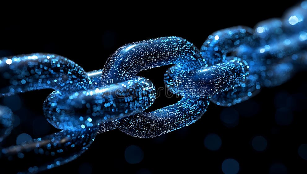 Close-up of Digital Blue Chain Symbolizing Blockchain Technology and ...