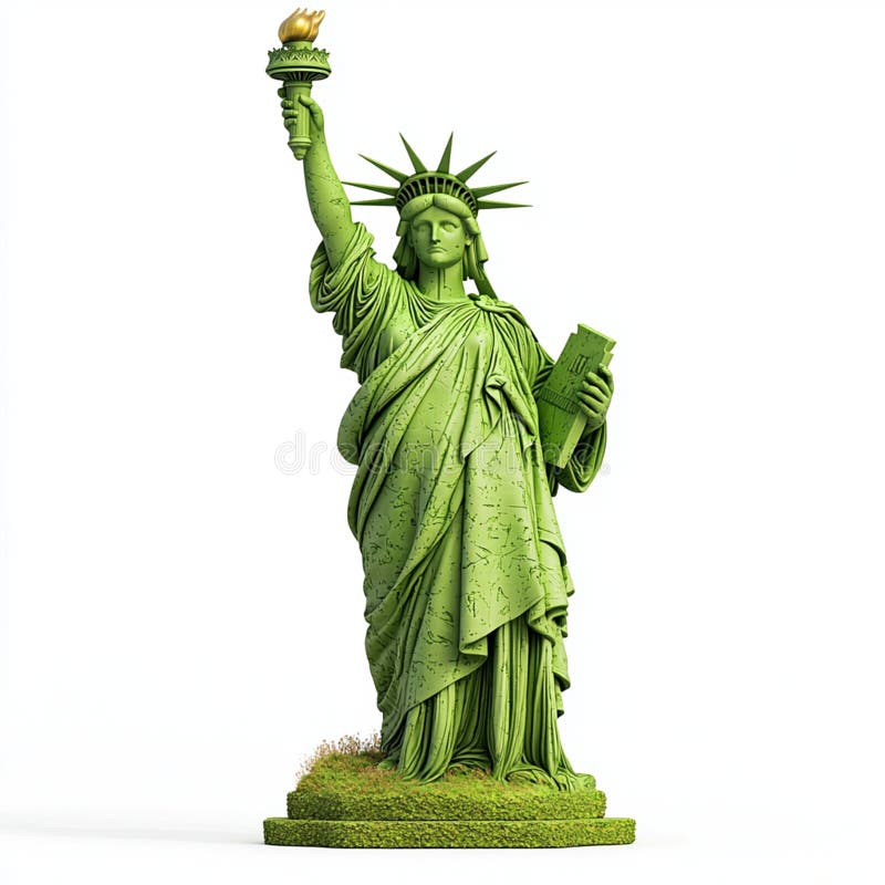 Green Statue Liberty 3D Model Digital Art Green Grass Base Detailed ...