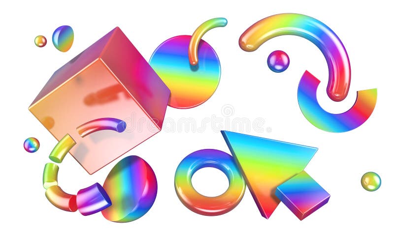 Abstract Composition With 3D Objects In All Colors Gradients Stock ...
